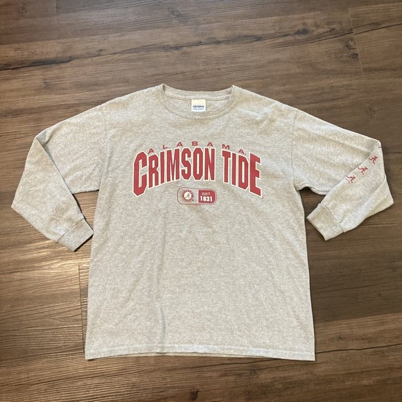 Gildan | Shirts | Alabama Shirt Crimson Tide Grey Long Sleeve T Shirt ...